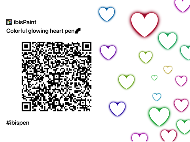 Colorful glowing heart pen - ibisPaint