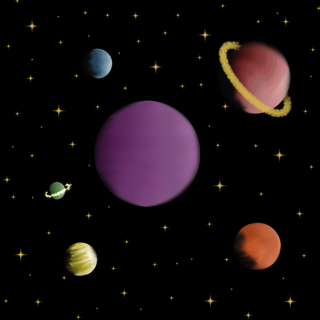 Rainbow planets - ibisPaint