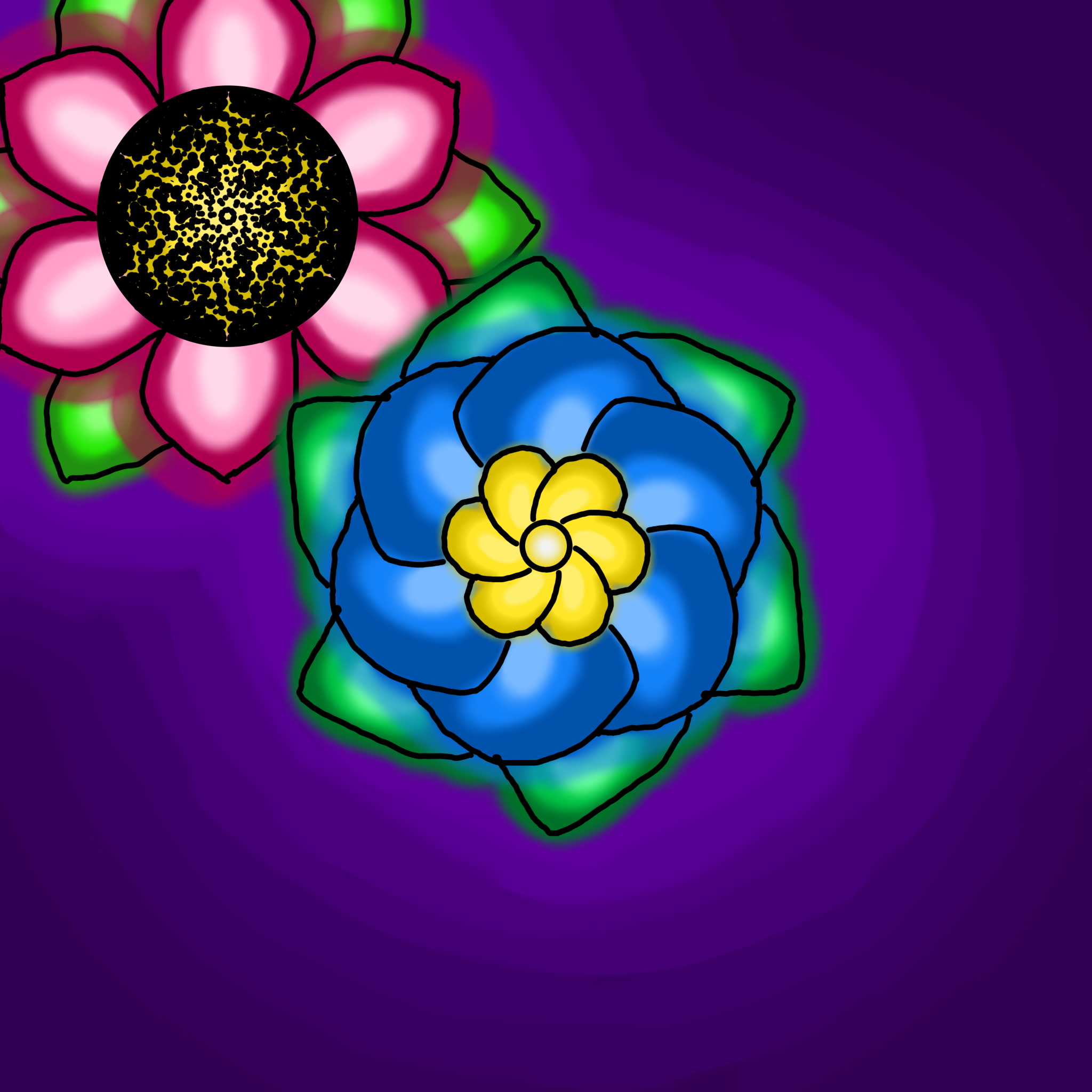 Neon Flowers Speed Paint Ibispaint