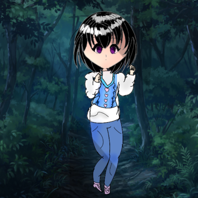 the scared gril in dark - ibisPaint