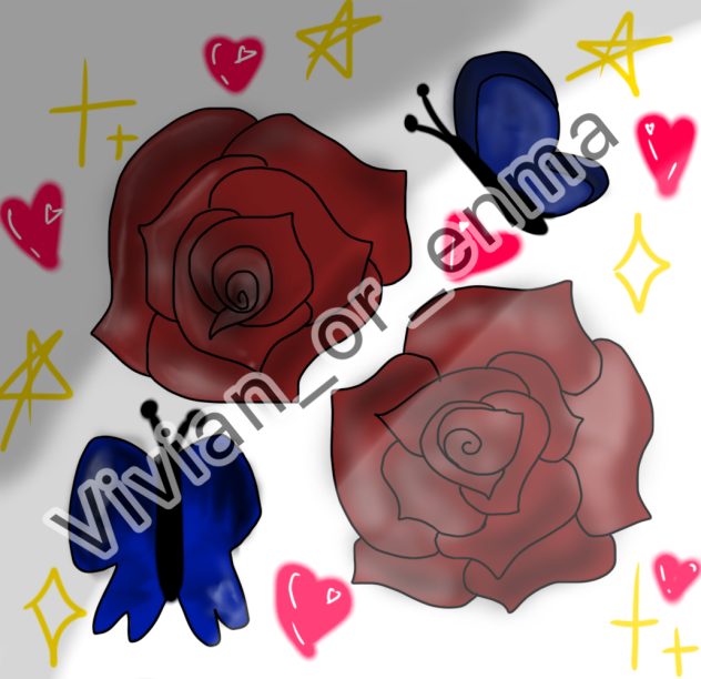 roses and butterflies - ibisPaint