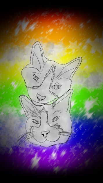 tatuaje gatos de flores - ibisPaint