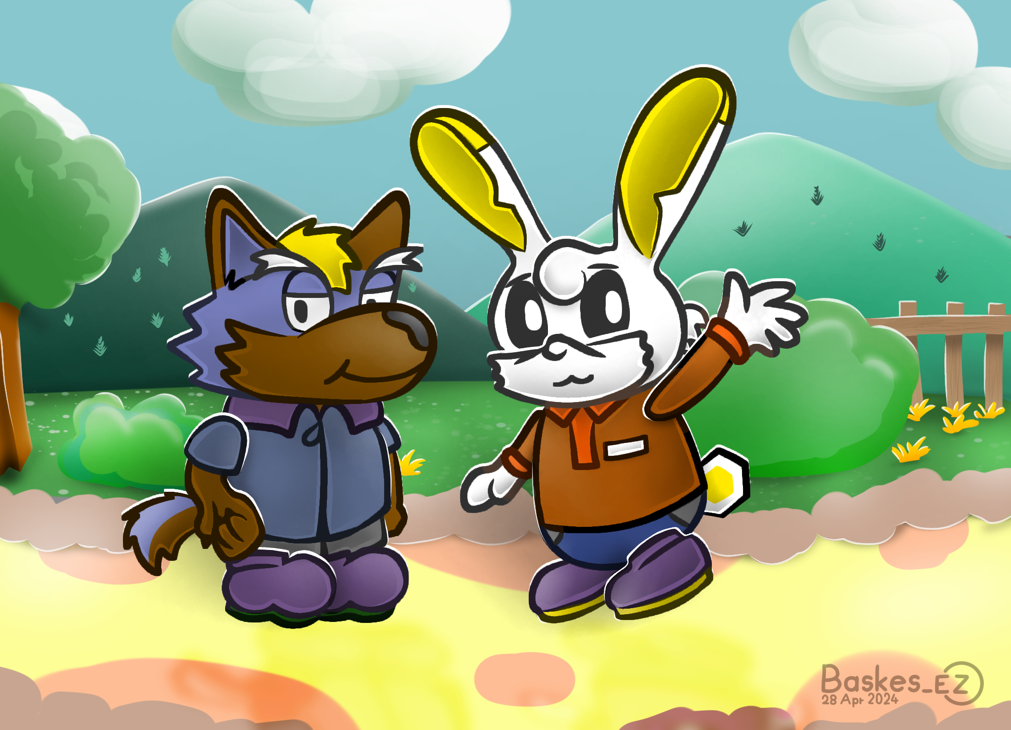 Bas and Ken in TTYD remake style - ibisPaint