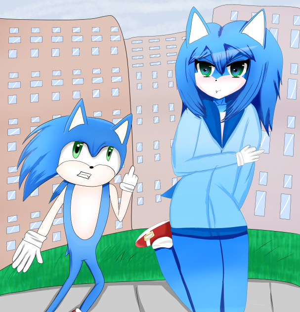 二ソニック sonic chasing himself - ibisPaint