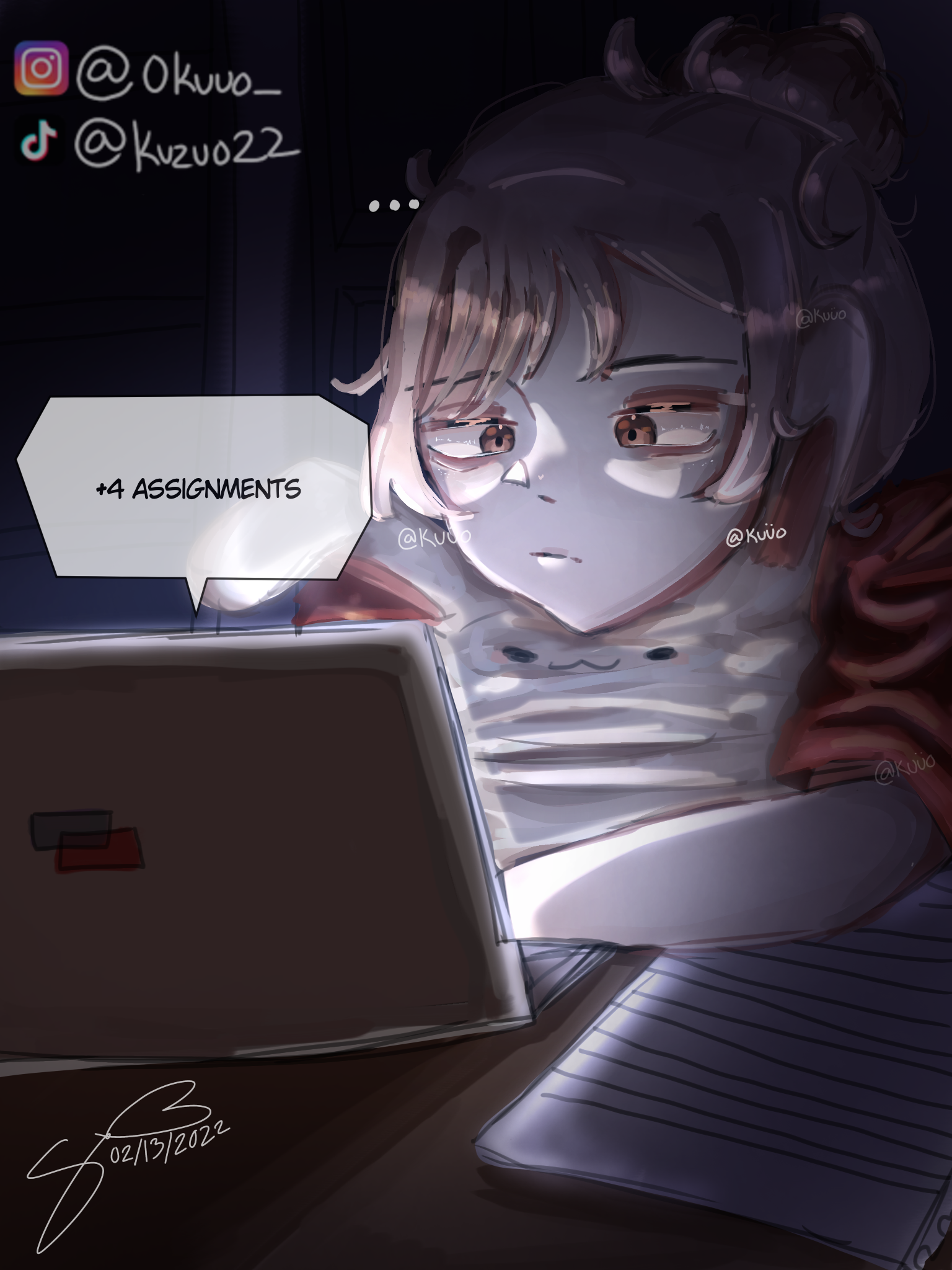 Late Night Assignments ⏰ - ibisPaint
