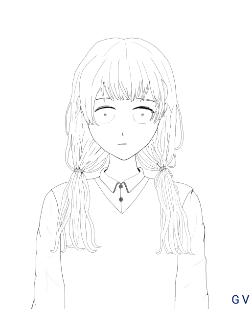 Cute girl coloring page - ibisPaint