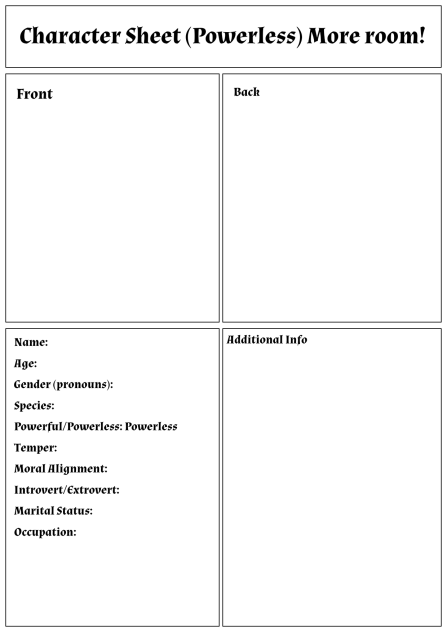 Character Sheet for Powerless - ibisPaint