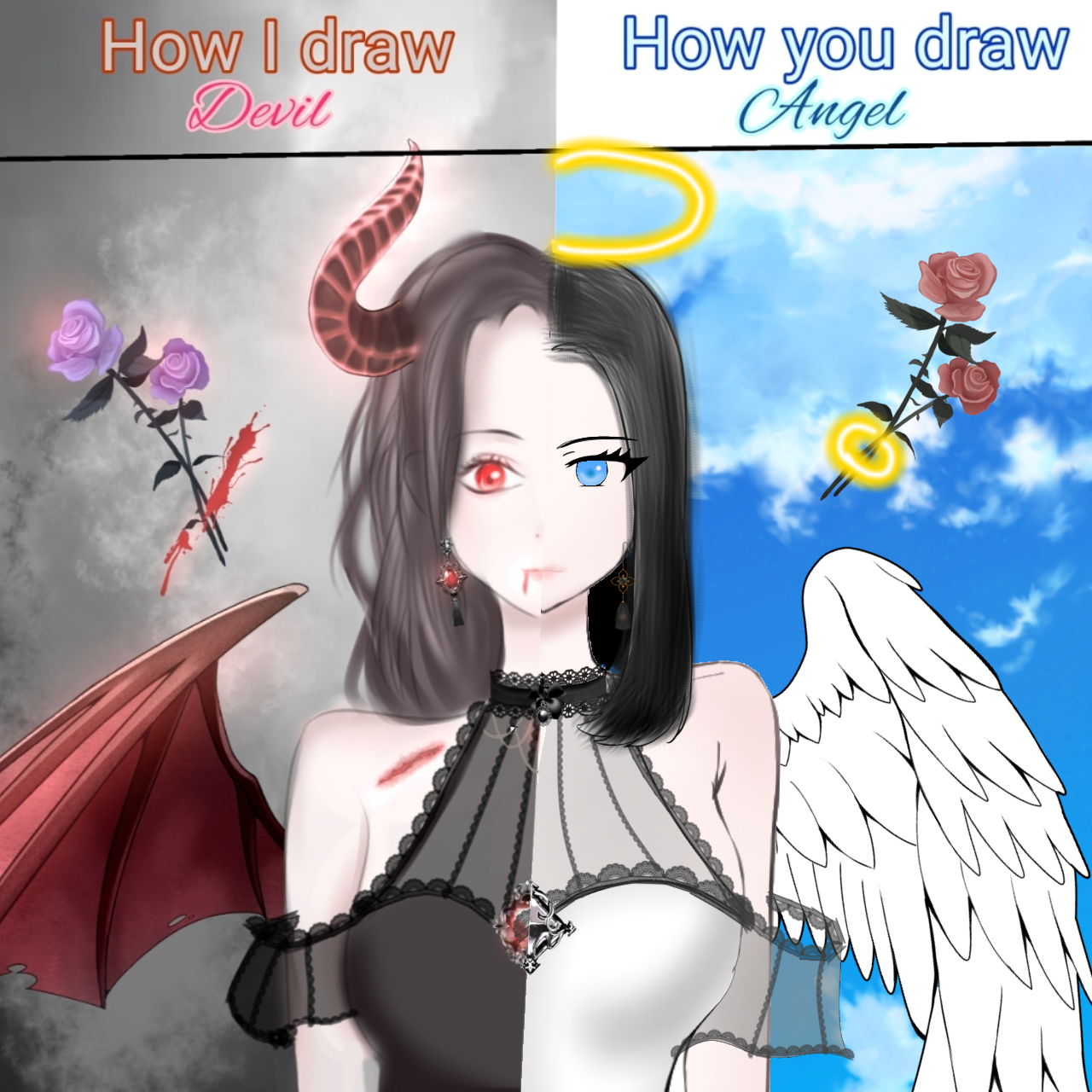 𝐷𝑒𝑣𝑖𝑙 𝑎𝑛𝑑 𝐴𝑛𝑔𝑒𝑙 - ibisPaint