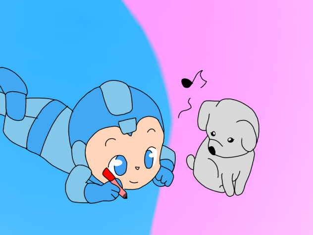 fluffy and mega man - ibisPaint