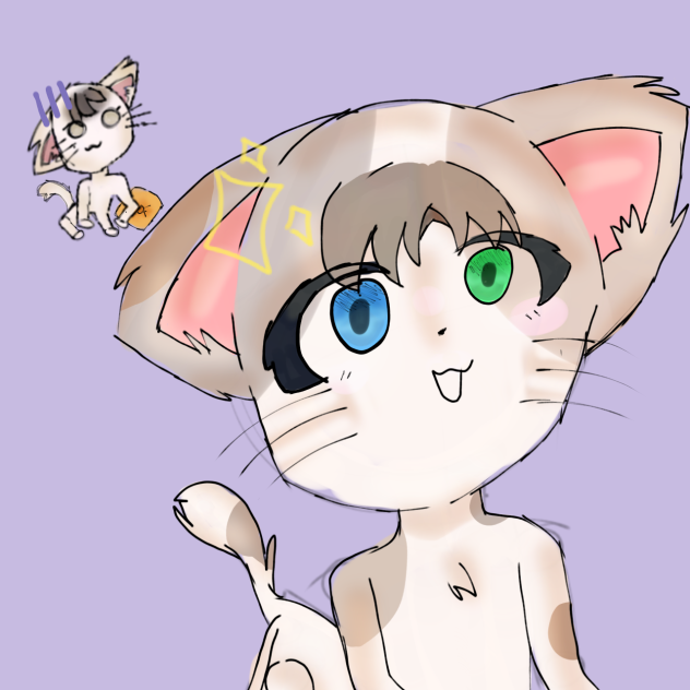 Yono's cat form (kita in the background) - ibisPaint