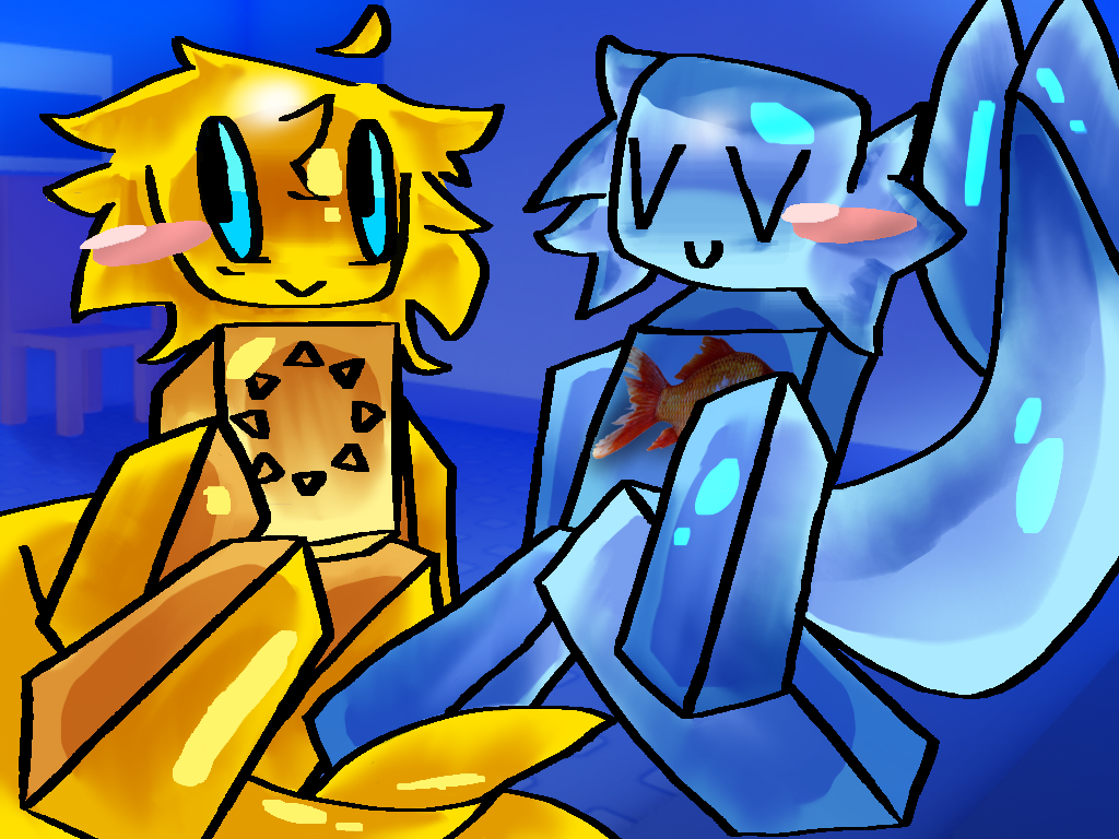 good puffer and angeredfish X3 - ibisPaint