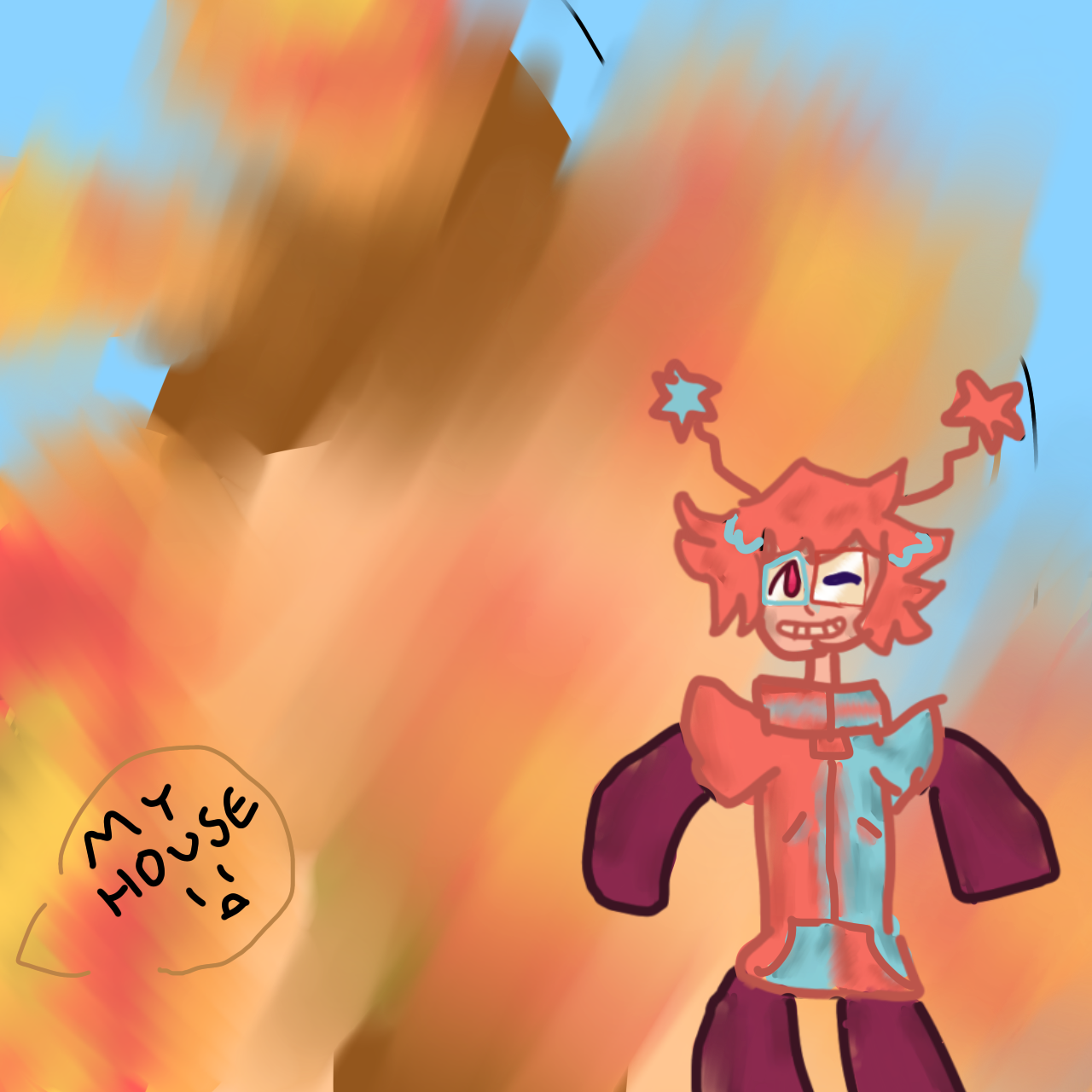 silly bean burns down a house - ibisPaint