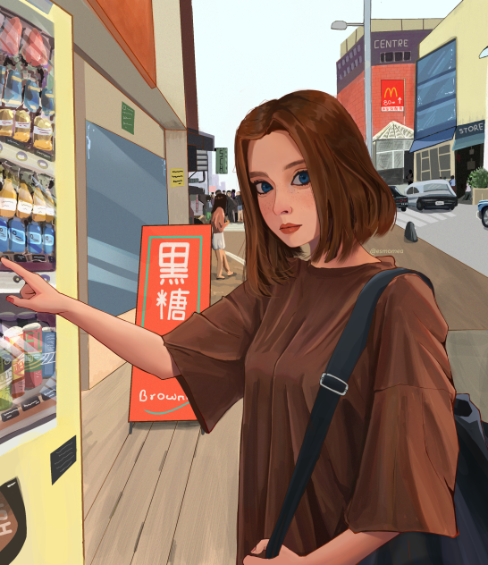 Girl in shop - ibisPaint