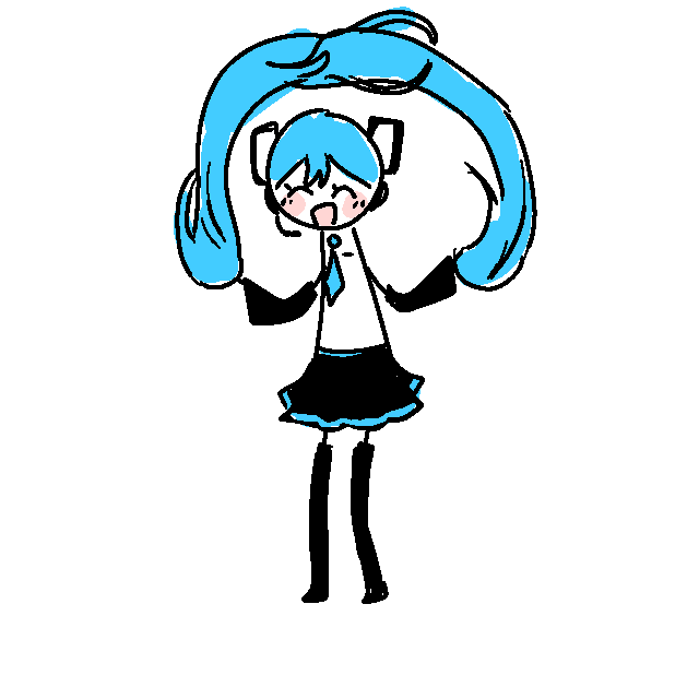 miku playing jump rope w her pigtails - ibisPaint
