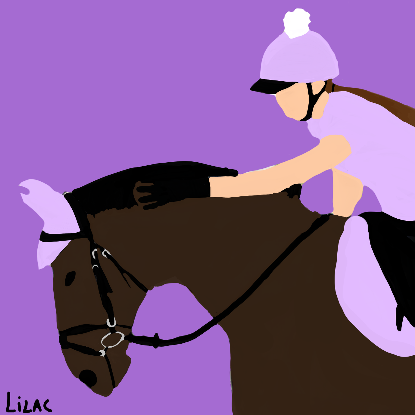 Girl Riding Dark Bay Horse - ibisPaint