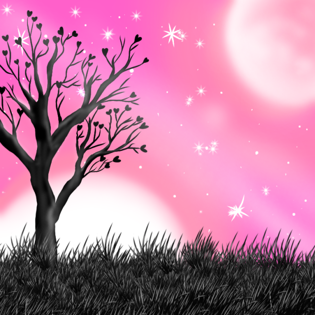 Pink night & moon - ibisPaint
