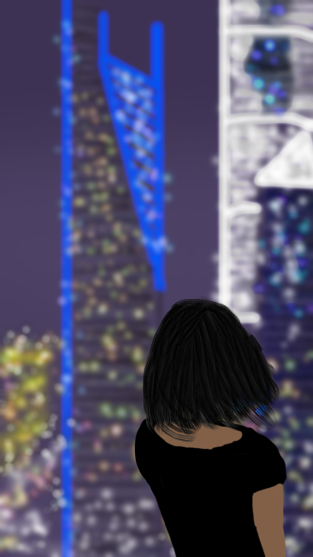 Viendo la ciudad de noche - ibisPaint