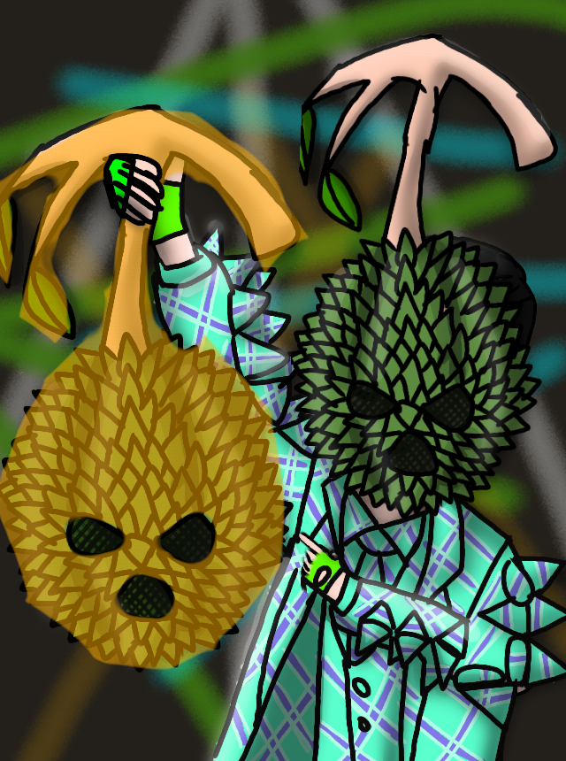 Durian mask and gold durian mask - ibisPaint