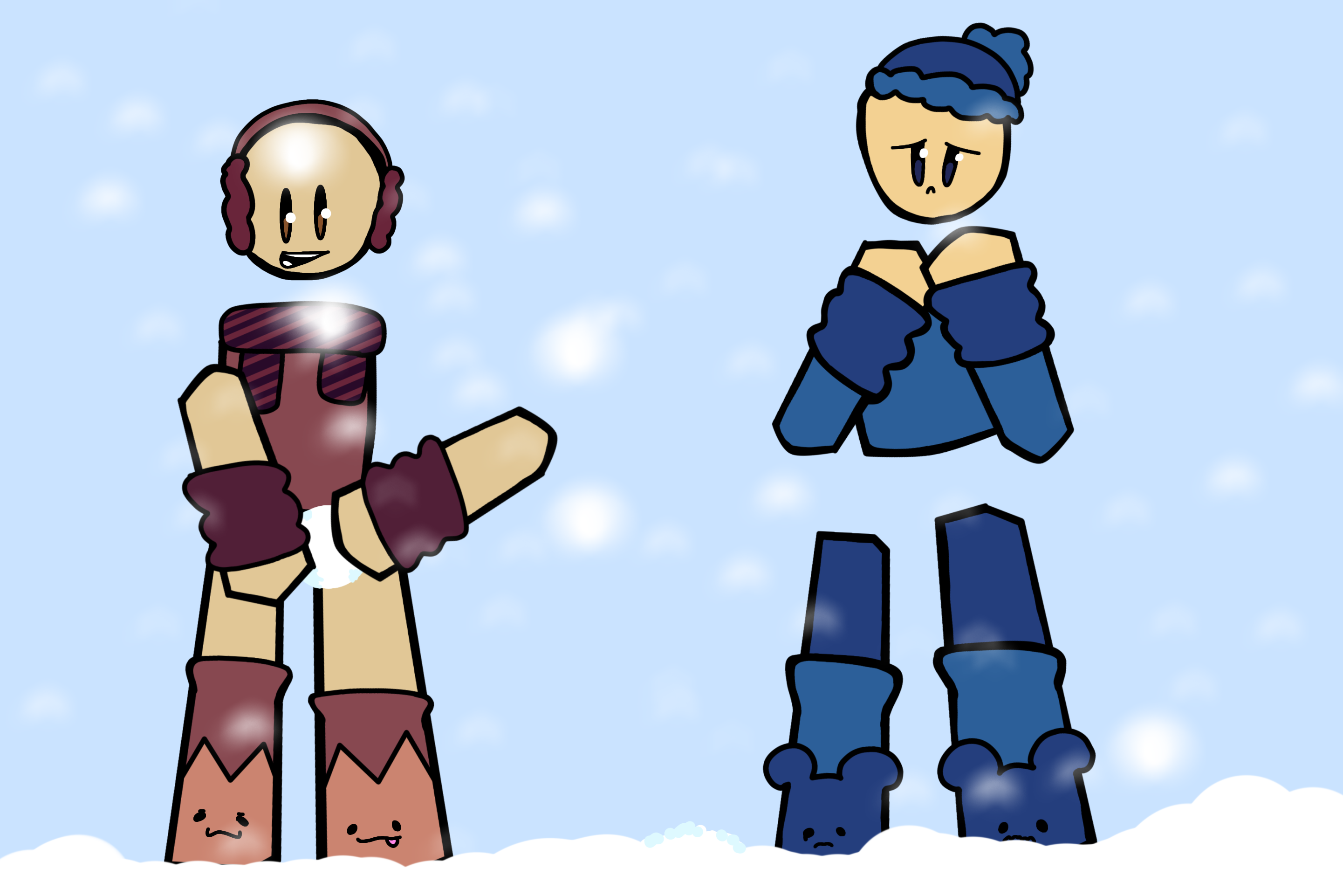 Lilly and Jason snowball fight - ibisPaint