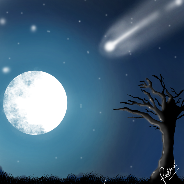 Moon and the stars - ibisPaint
