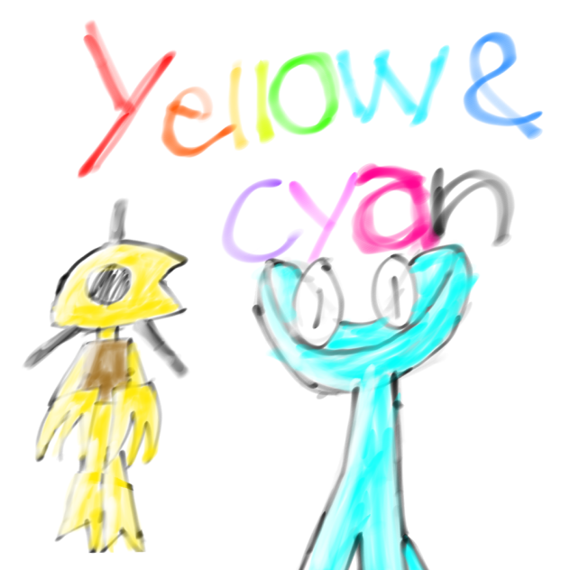 Rainbow Friends cyan and yellow - ibisPaint