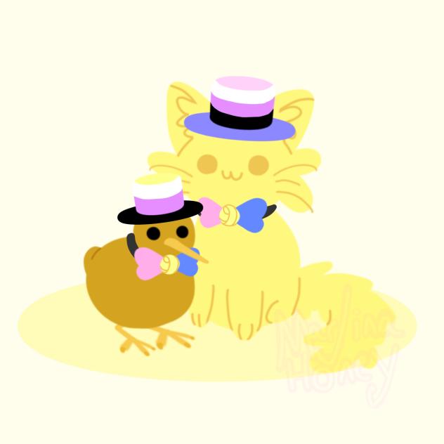Kiwi and a Cat - ibisPaint
