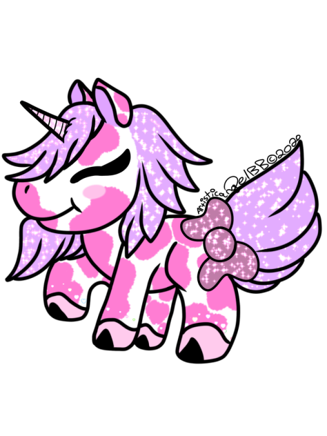 Chibi Pink And White Spotted Unicorn - S - ibisPaint