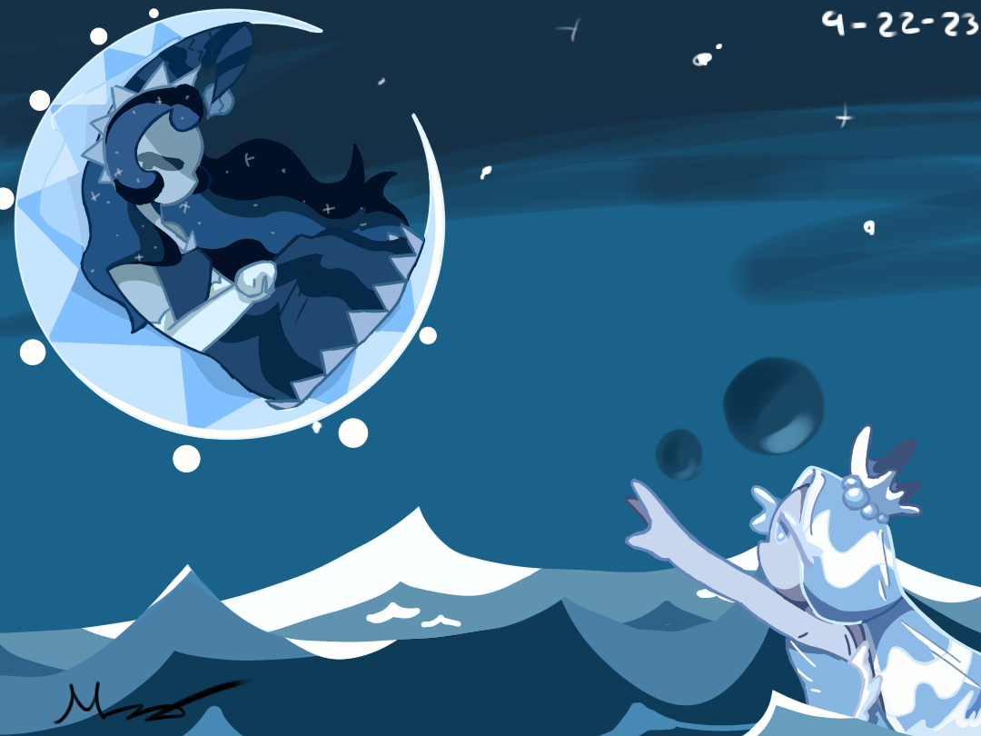 (Crk) sea fairy and moonlight cookie 🌙🌊 - ibisPaint