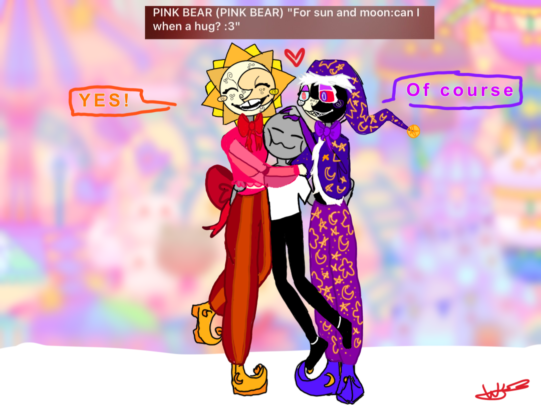 #Ask sun and moon,(pink bear)hug - ibisPaint