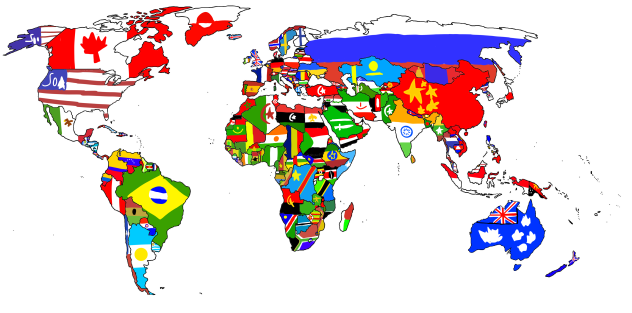 world map but the flags are drawed by. e - ibisPaint