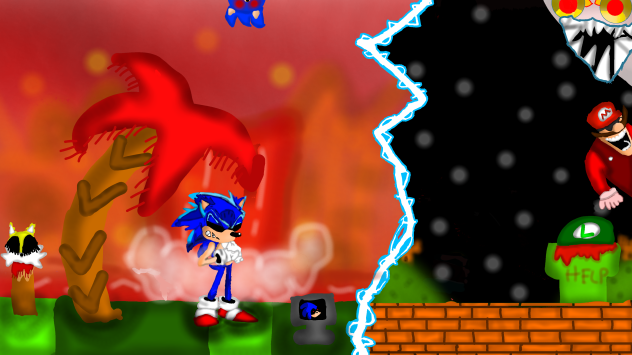 sonic.exe vs Mario.exe - ibisPaint