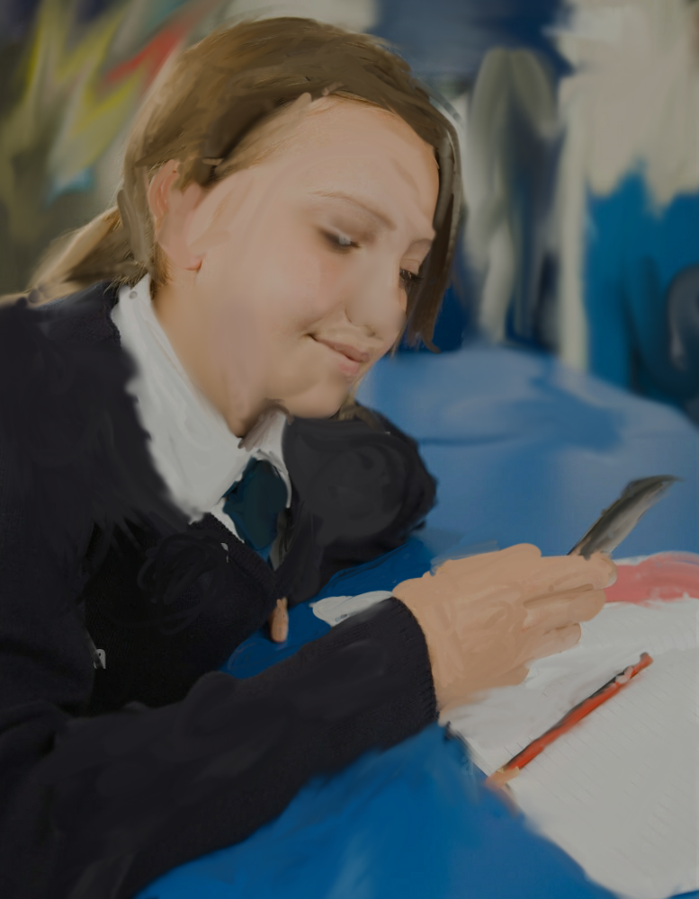 school 11 yrs old girl with blue tie - ibisPaint