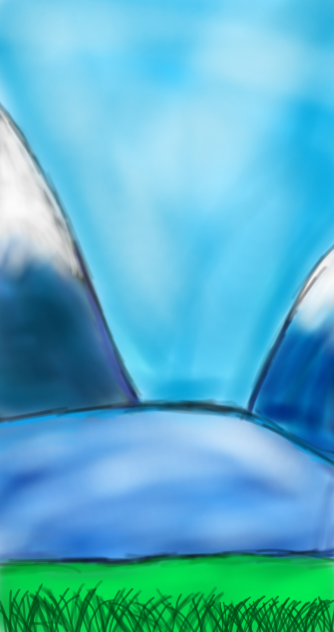 river and mountain - ibisPaint