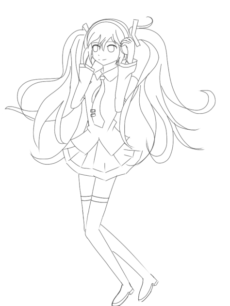 Hatsune Miku [Vocaloid] Line art - ibisPaint