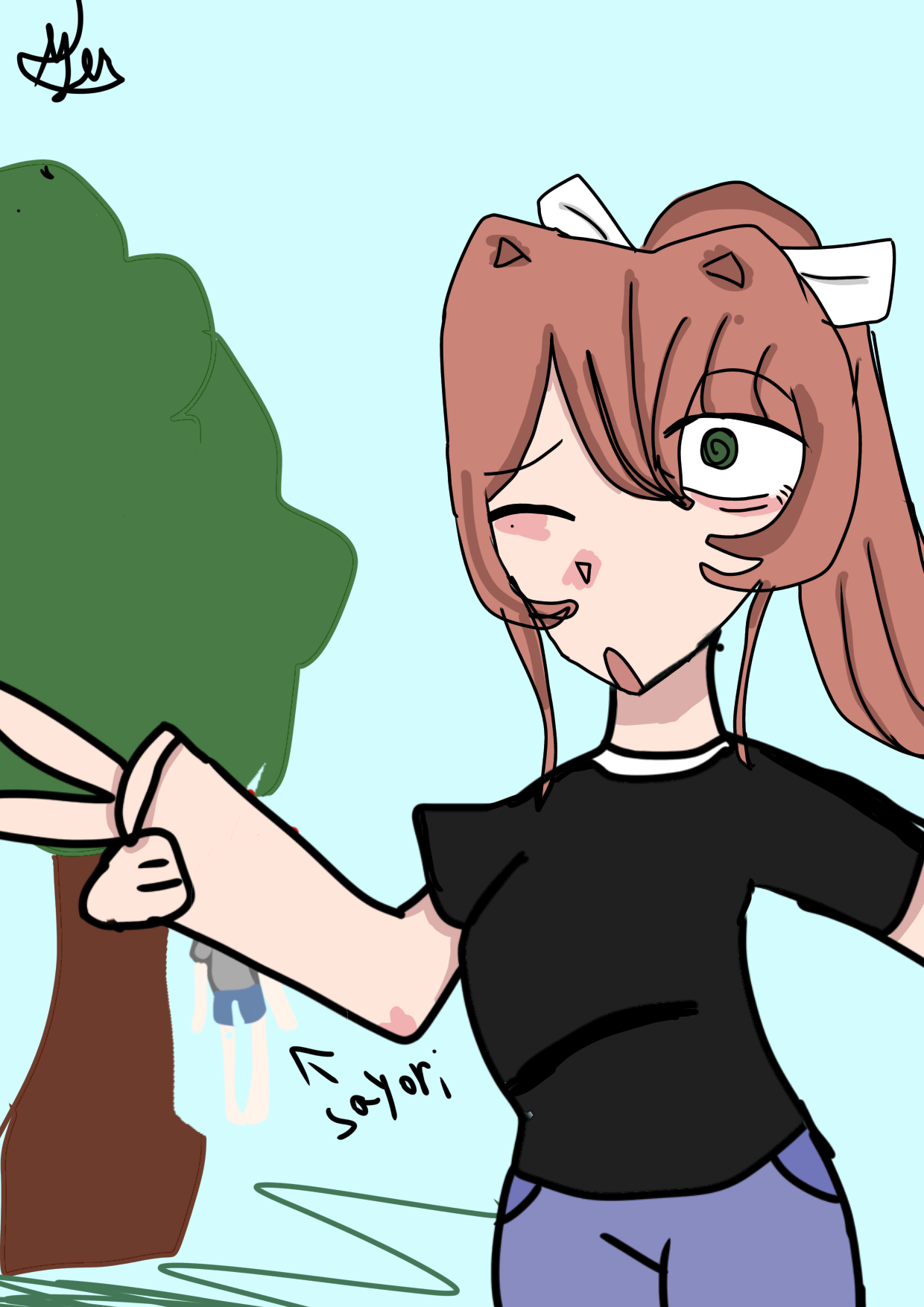 MONICA AND SAYORI HANGING WARNING - ibisPaint