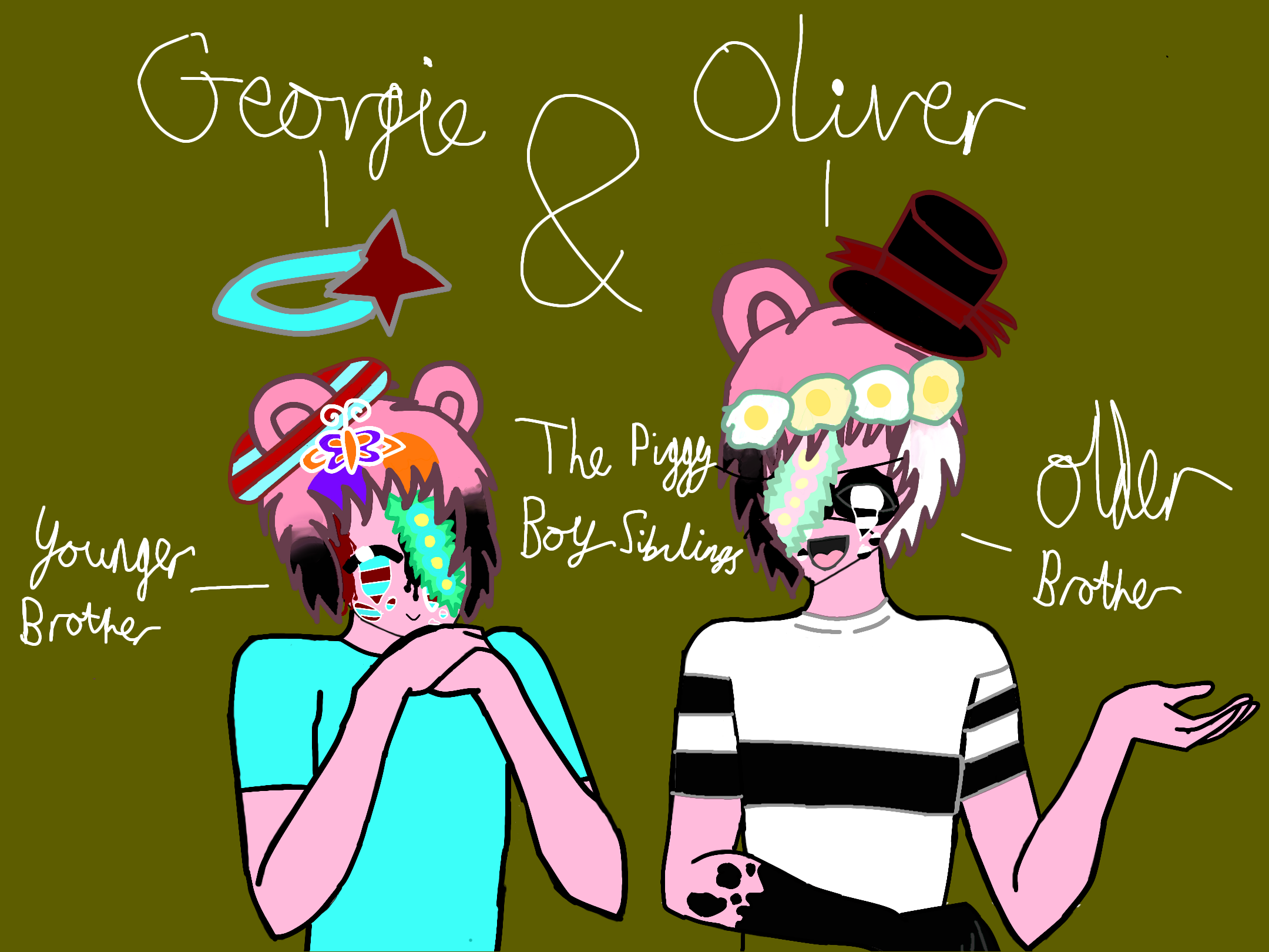 Georgie & Oliver the boy piggy sibilings - ibisPaint