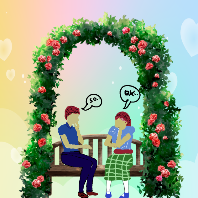 girl and boy sitting on a swing - ibisPaint