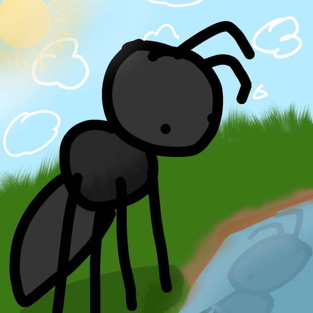 ant looking into a puddle - ibisPaint
