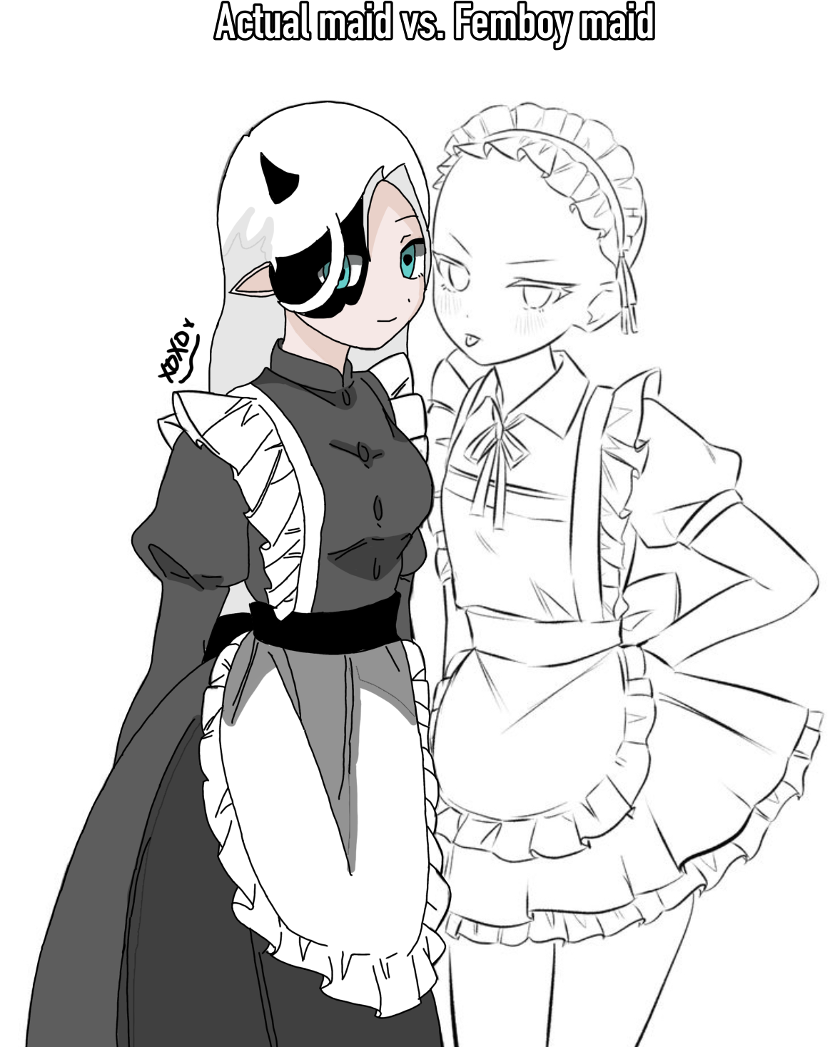 Traditional maid v femboy maid collab - ibisPaint