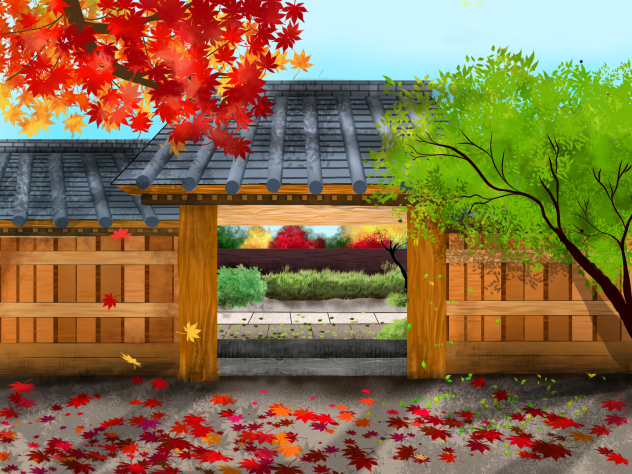 temple in fall - ibisPaint