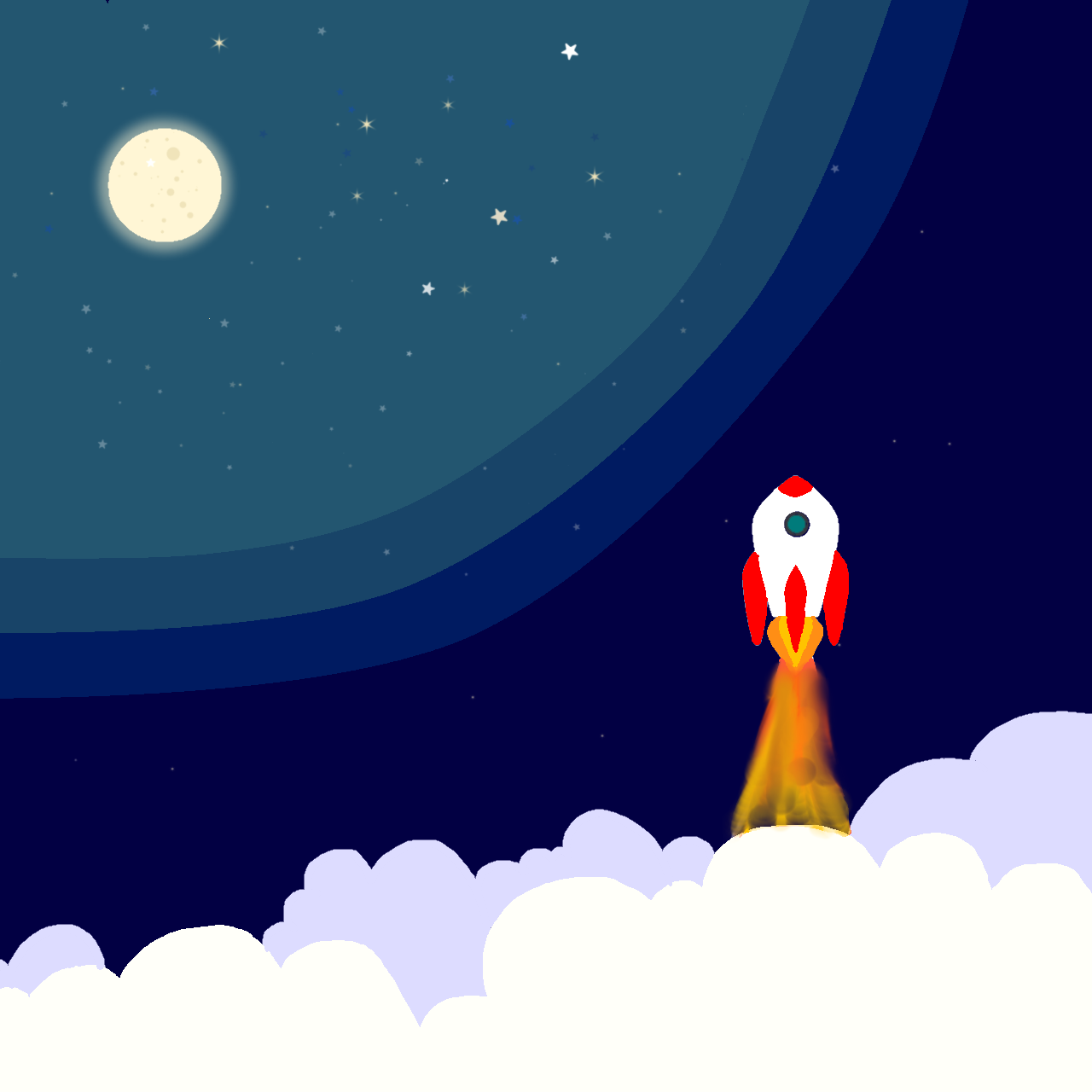 night sky and rocket - ibisPaint