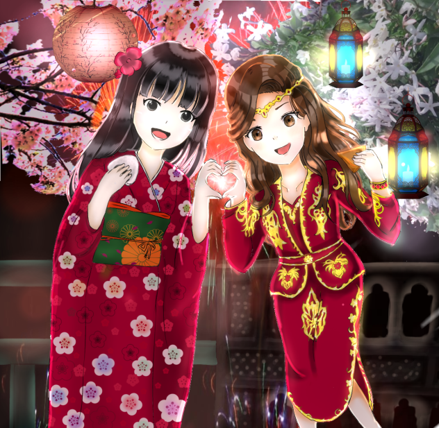 kimono girl & karako girl - ibisPaint