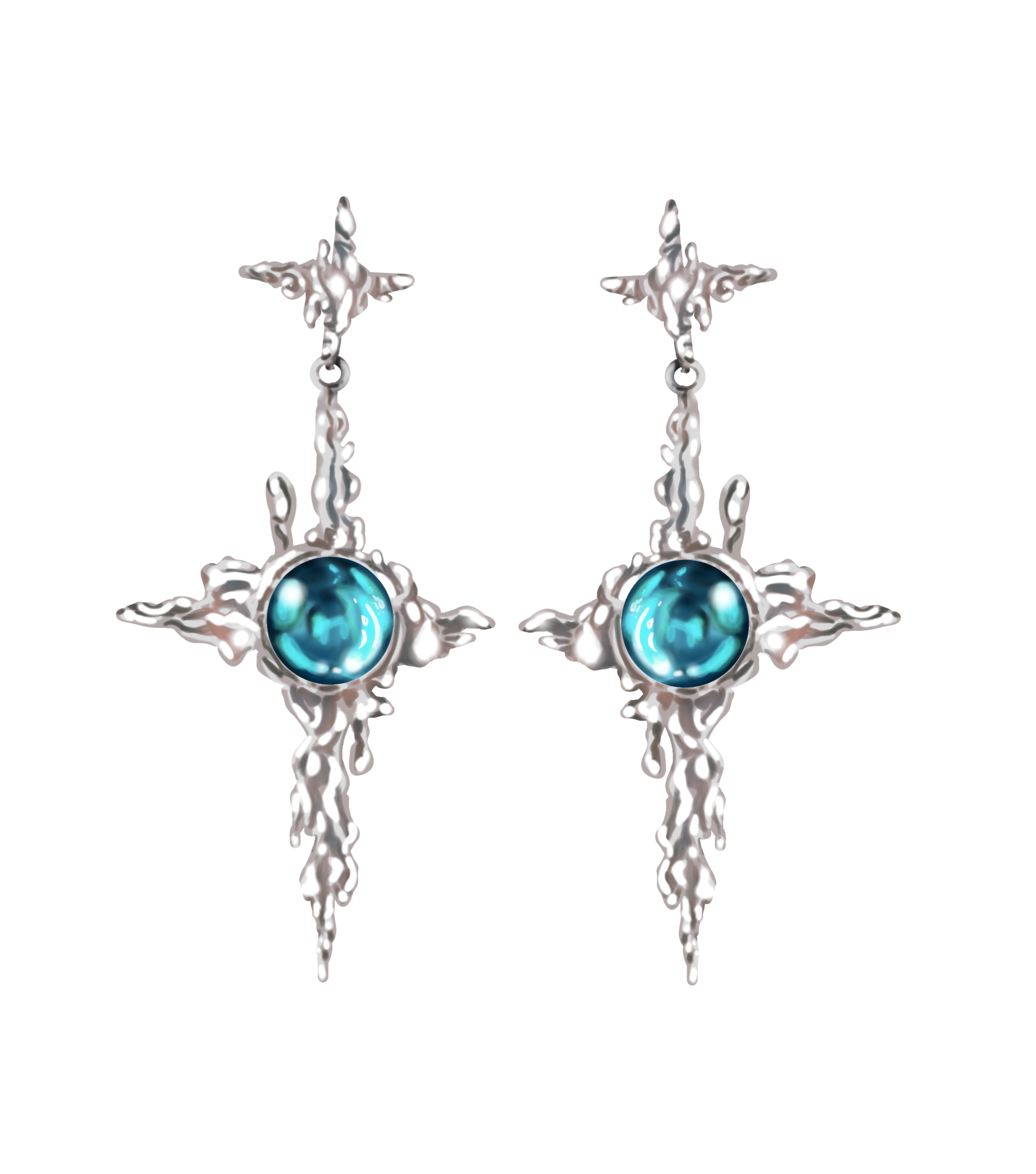 Moonstone metal cross earrings Y2K - ibisPaint