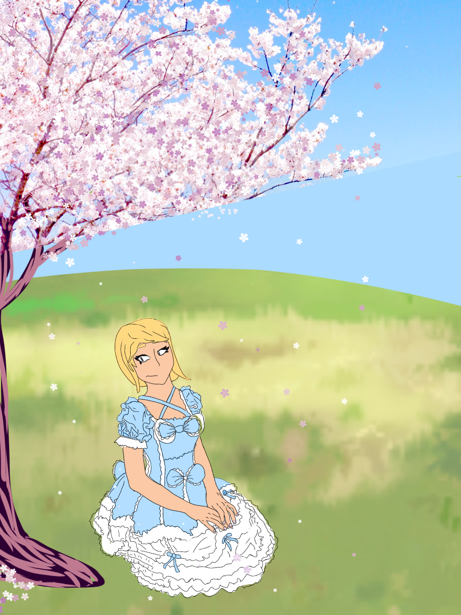 Girl under cherry blossoms - ibisPaint
