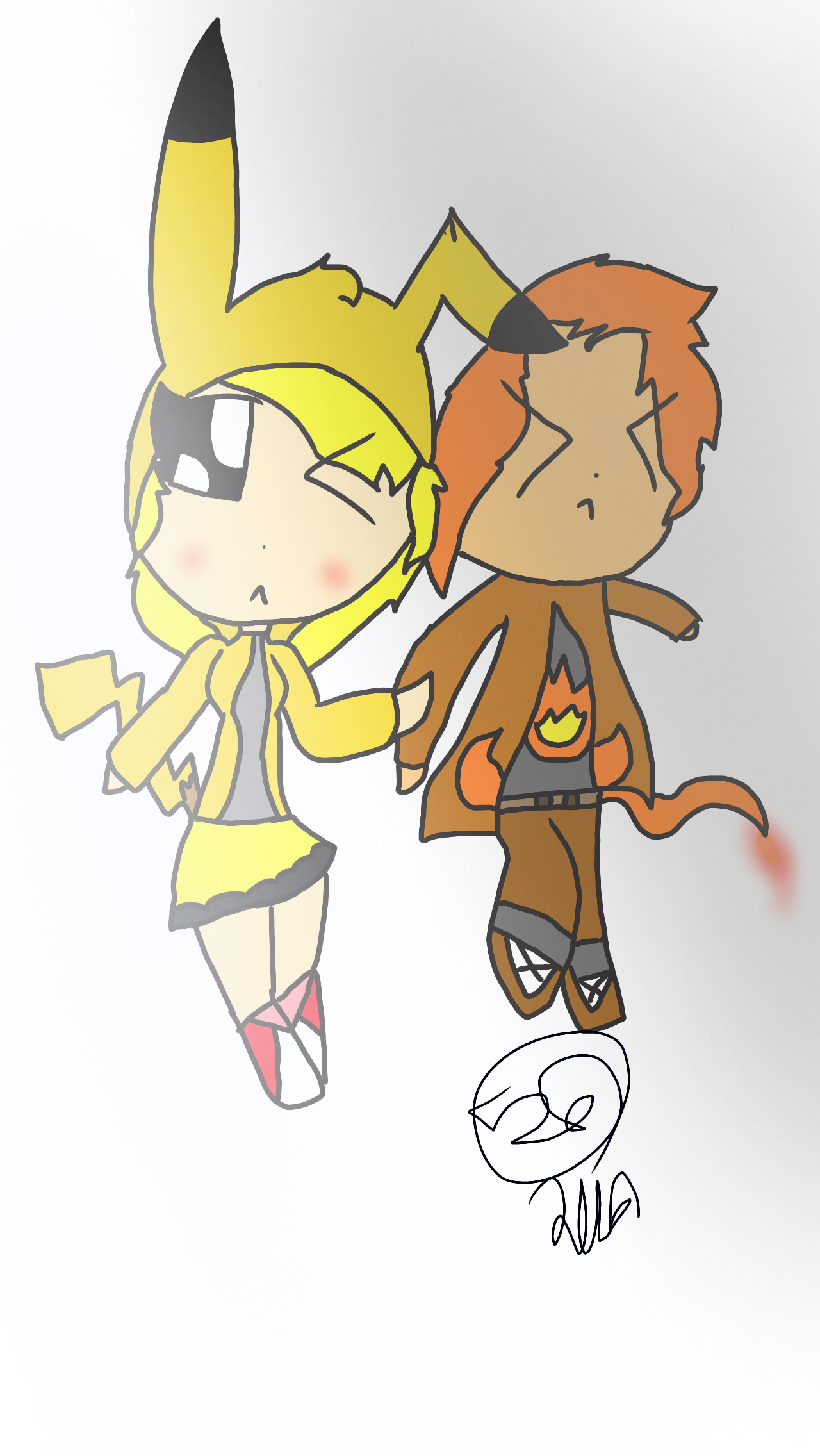 Pikachu and Charmander - ibisPaint