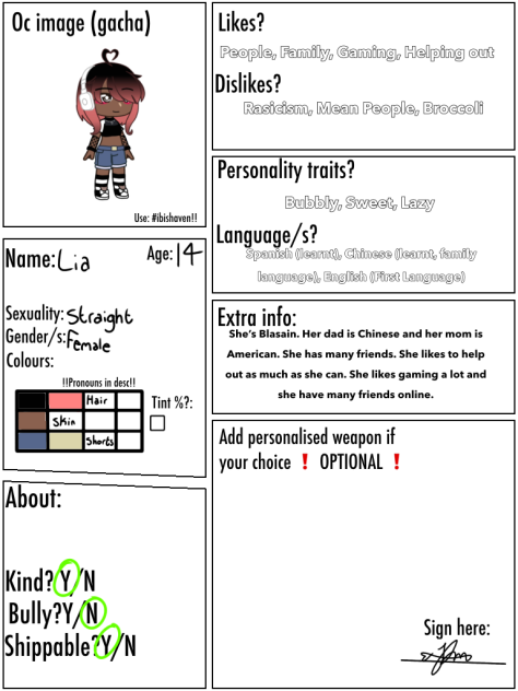 Character sheet - ibisPaint