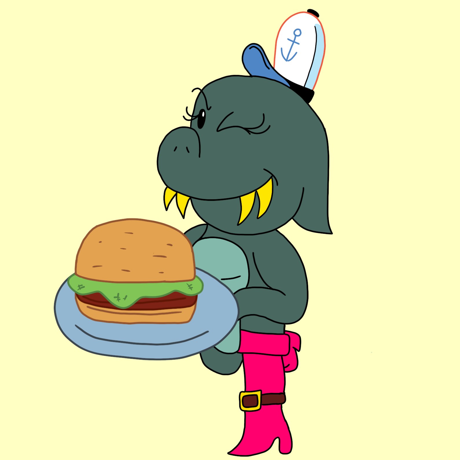 Lovie Being a Fine Krusty Krab waitress - ibisPaint