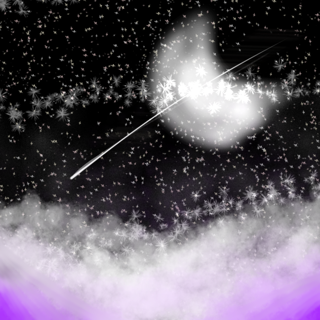 moon and stars with a comet - ibisPaint