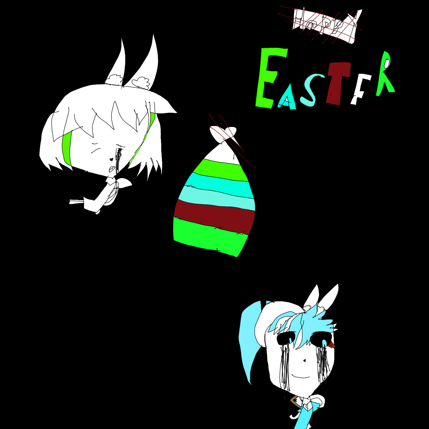 Merry Easter piggy Bunny and Beth - ibisPaint