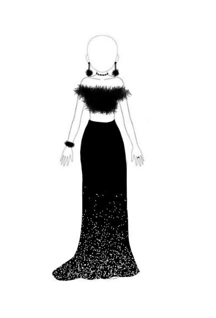modern Black furry dress - ibisPaint